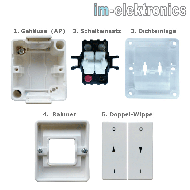 IMWS5328-GR, Wassergeschützter Doppel-Wippschalter, Tast-Funktion, grau